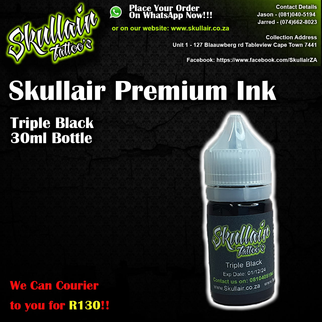 Skullair Ink Premium Triple Black - 30ml - Tattoo Ink