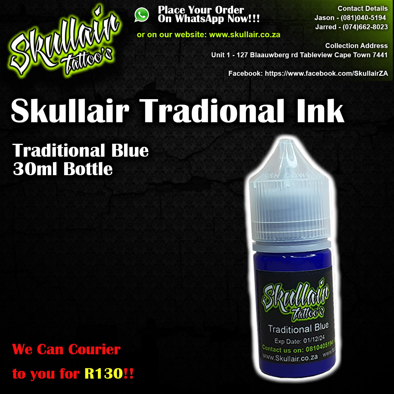 Skullair Ink Traditional Blue 30ml - Tattoo Ink
